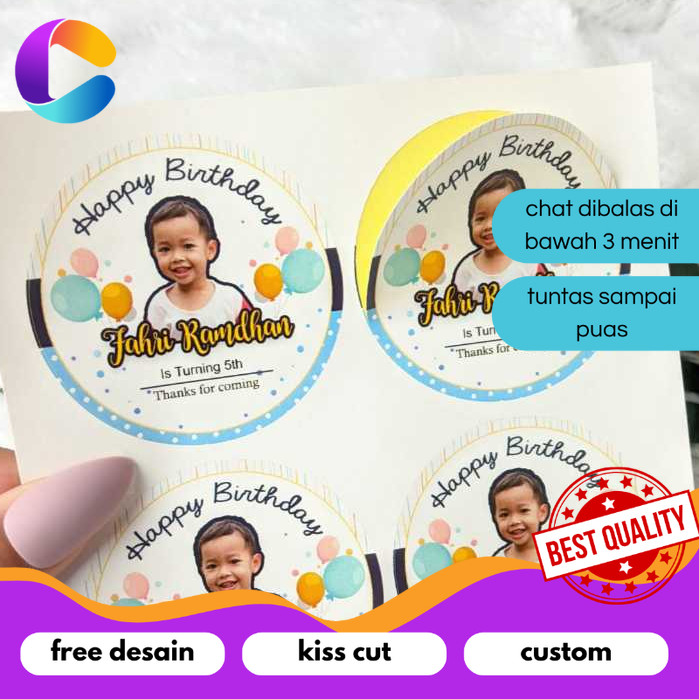 Jual Cetak INC 2-4 Sticker Bulat Ulang Tahun Anak Stiker Ultah Free ...