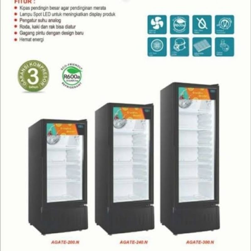 Jual RSA AGATE-200 AGATE-240 AGATE-300 SHOWCASE Kulkas kaca LEMARI ...