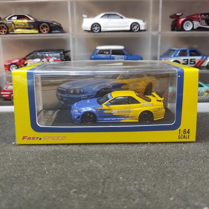 Jual Fast&Speed Skyline GTR R34 Spoon Sports Blue Yellow | Shopee Indonesia