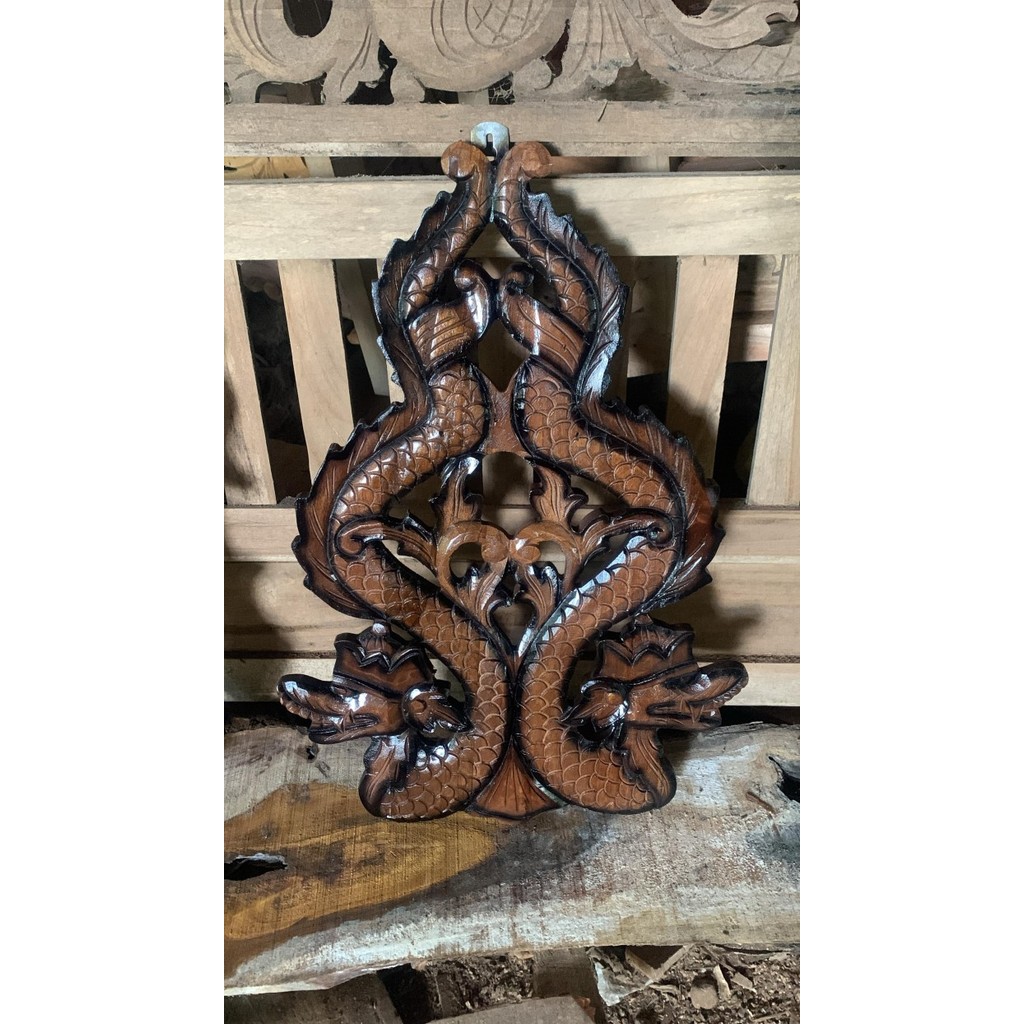 Jual blawong keris isi 3 ukir naga kembar dari kayu mahoni finishing ...