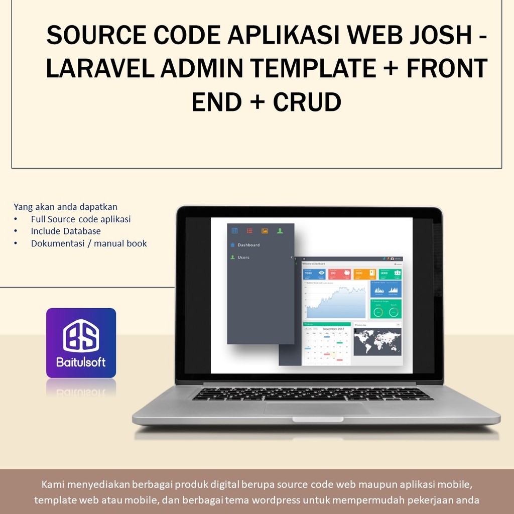 Jual Source Code Aplikasi Web Josh Laravel Admin Template Front End