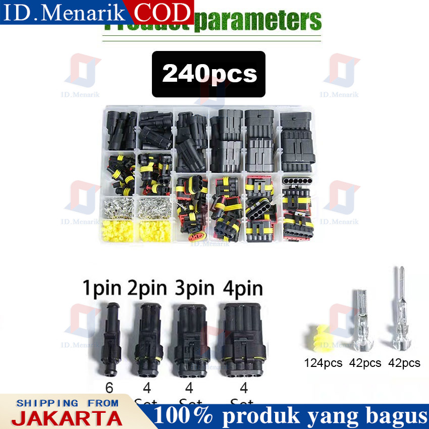 Jual Toolbox 240 Pcs Soket Kabel Motor Mobil 1 2 3 4 5 6 Pin KECIL ...