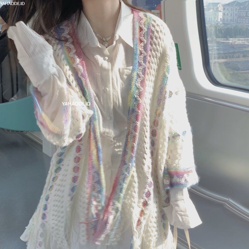 Jual YAHAO-Jaket Wanita Kardigan Rajutan Berongga Longgar Selendang ...