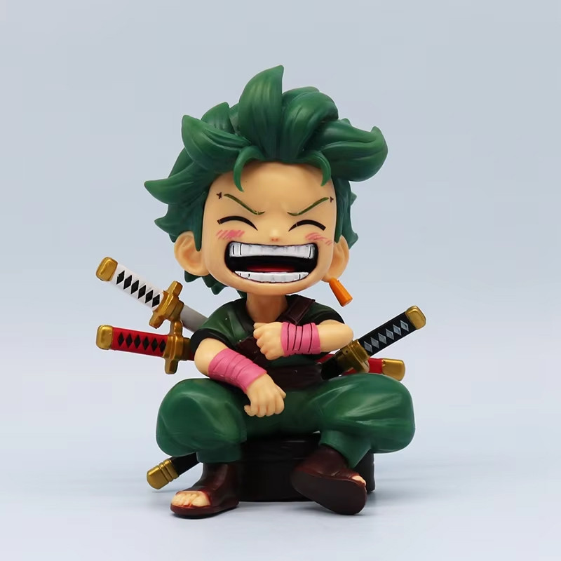 Jual Luffy Sanji Zoro One Piece Chibi Sitting Laughing Action Figure ...
