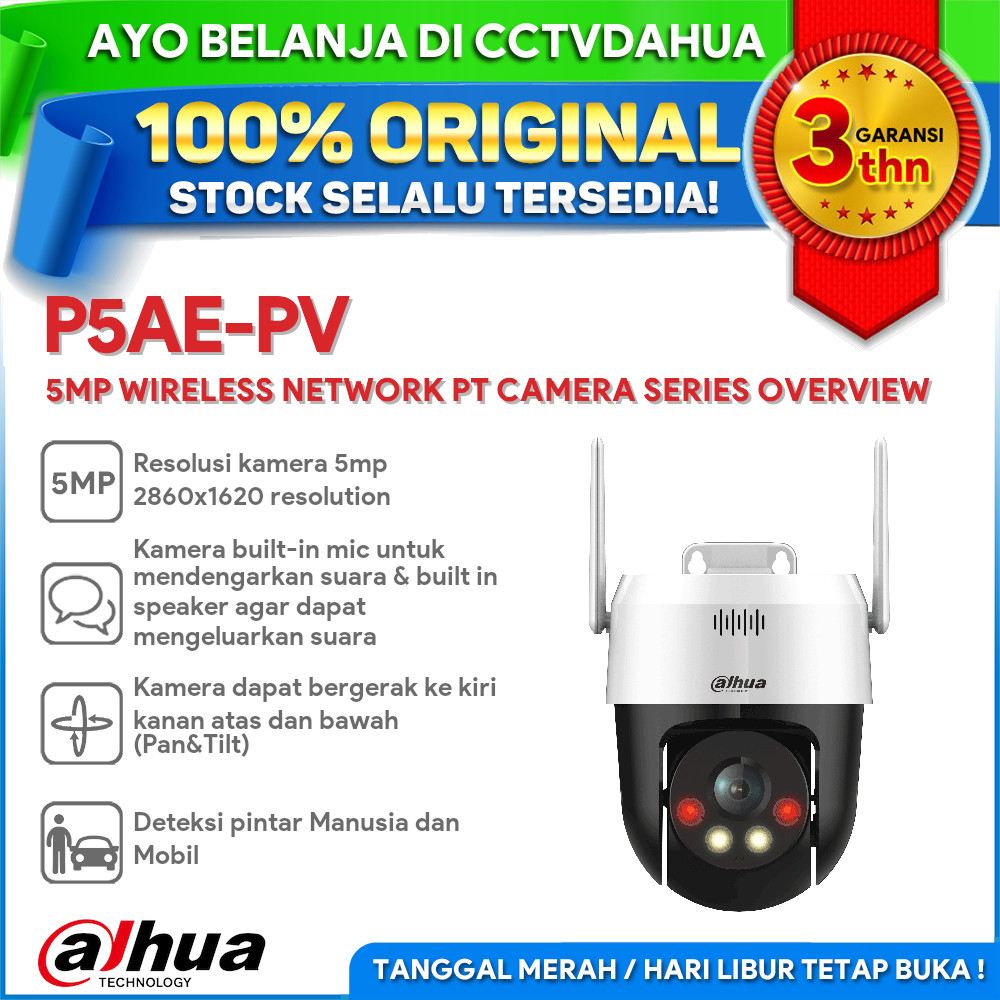 Jual DAHUA P5AE-PV 5MP WIRELESS NETWORK PT CAMERA SERIES OVERVIEW | Shopee Indonesia