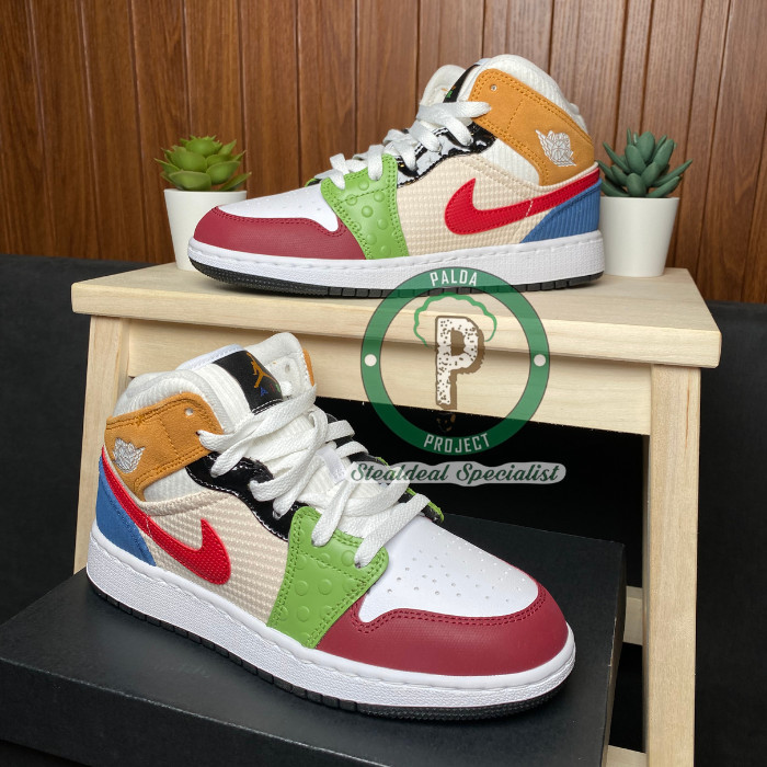 Jual Nike Air Jordan 1 Mid SE Patch Work (GS) | Shopee Indonesia