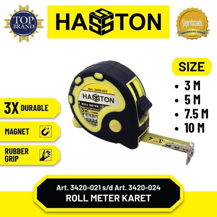Jual Hasston Roll Meter 10m x 25mm + Magnet / Tape Measure (3420-024) - 3m x 19mm / Measuring ...