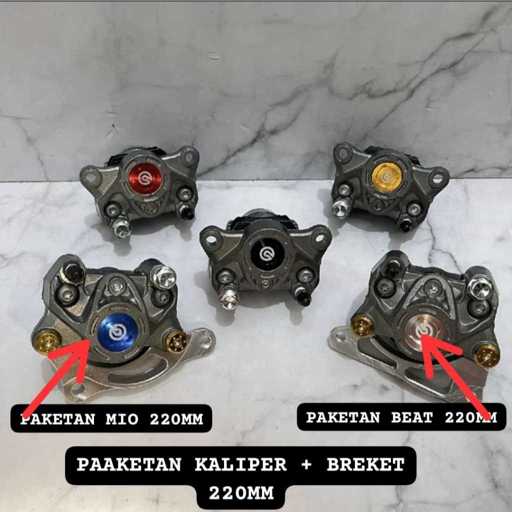 Jual PAKET KALIPER 2 PISTON BIG LOGO KOIN CNC + BREKET KALIPER 220 / 260 HONDA DAN YAMAHA 2P ...