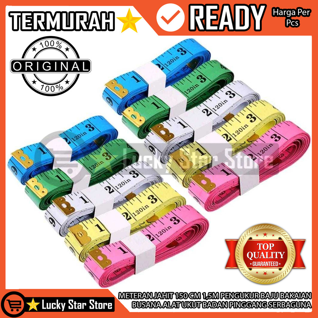 Jual Alat Jait Meteran Jahit 150Cm 1,5Meter Lembut Mini Tali Kain Pita ...