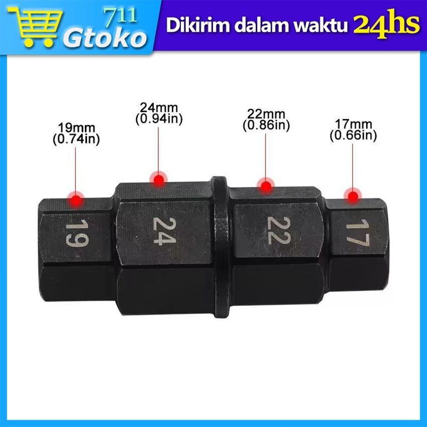 Jual Mata Kunci Shock Sock Sok Coupling CVT Kunci Mur Kopling Double Head Socket L Bahan Baja ...