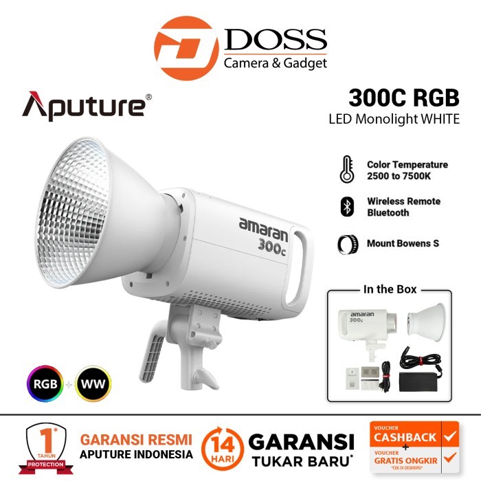 Jual Aputure Amaran 300C RGB LED Monolight WHITE Aputure 300 C LED RGB ...
