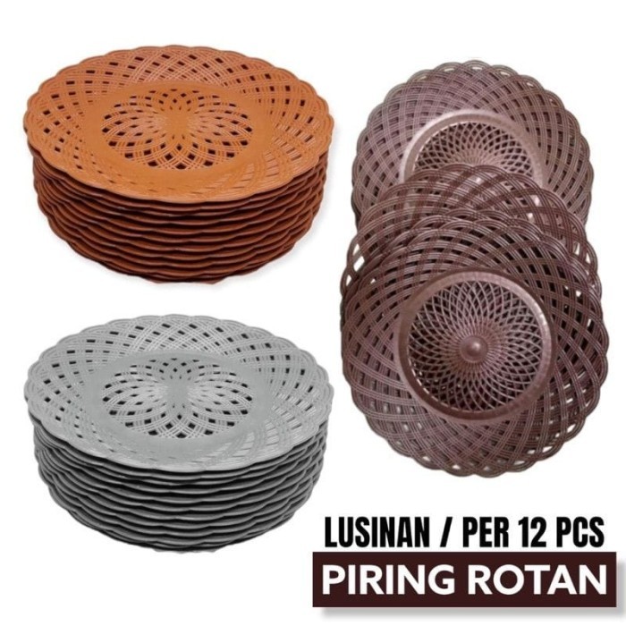 Jual INGKE PLASTIK PIRING ROTAN ANYAMAN PLASTIK PIRING ROTAN PLASTIK ISI 12 pcs | Shopee Indonesia