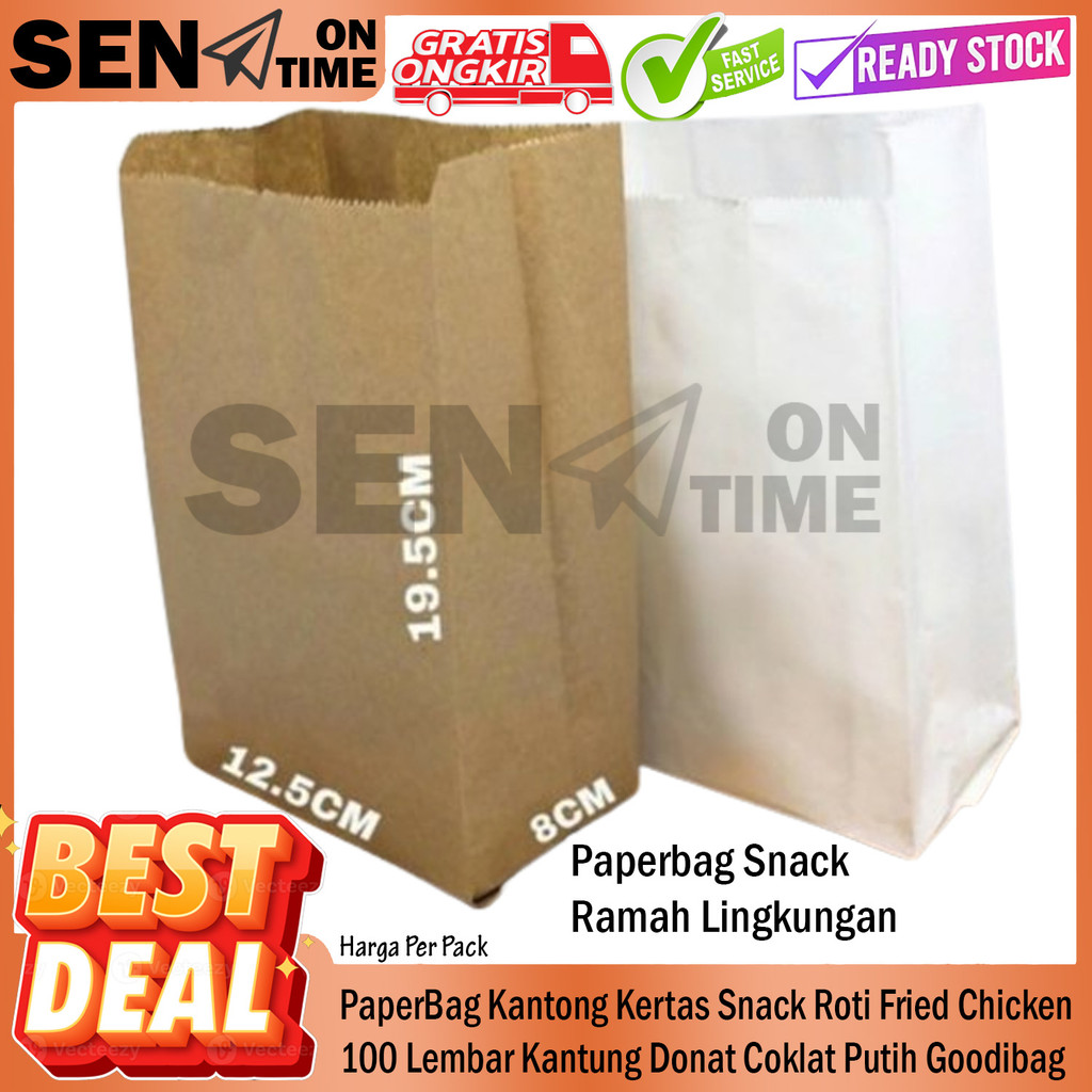 Jual Paper Bag Kantong Kertas Kantung Roti Fried Chicken Isi 100 Lembar ...