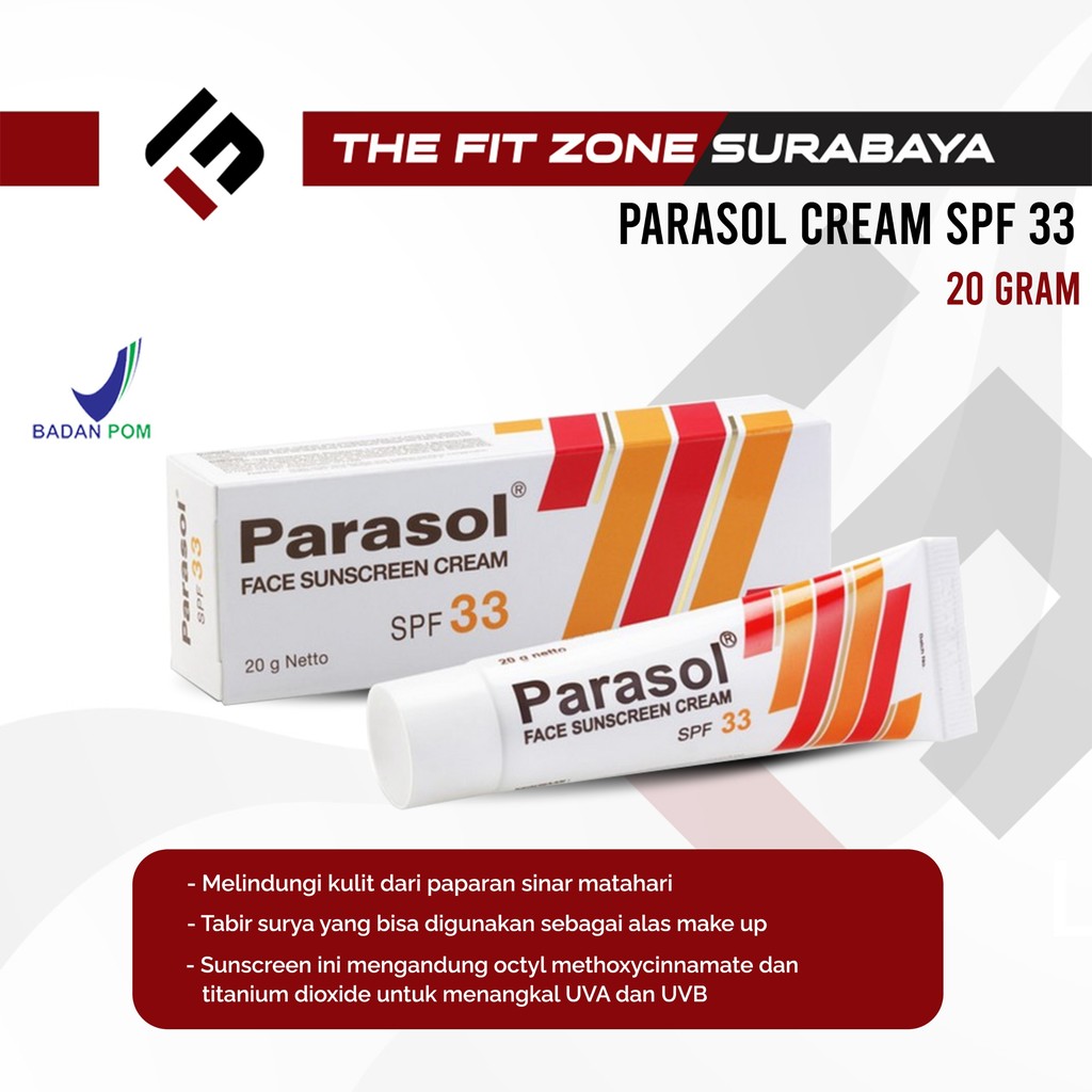 Jual Parasol Cream Sunscreen SPF 33 20 Gram Tabir Surya Perawatan Muka ...