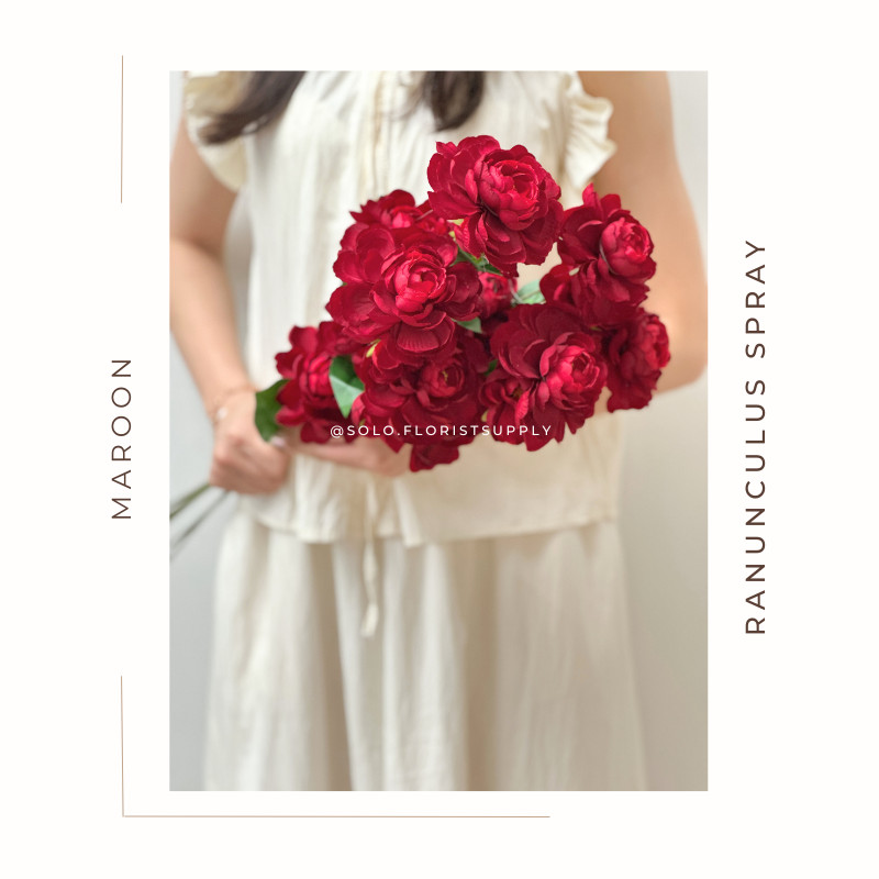 Jual RANUNCULUS SPRAY X3mawar bulat rose artificial flower Bunga Palsu ...