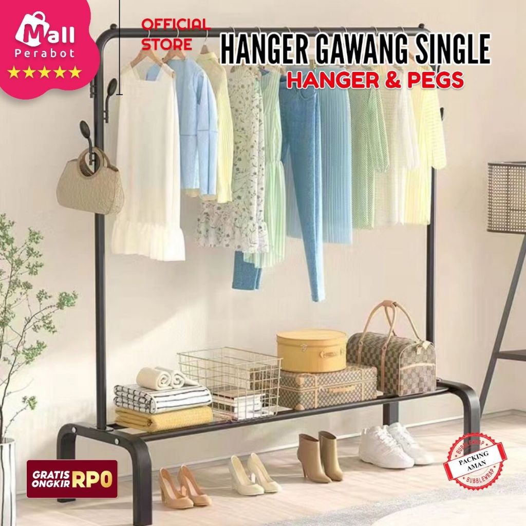 Jual NEW Mall Perabot AFFKH | Stand Hanger Gawang Single / Double Rack ...
