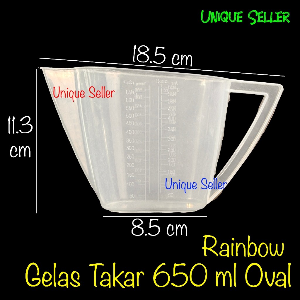 Jual [Isi6] Gelas Ukur 650ml Gelas Takar OVAL Rainbow Measuring Cup ...