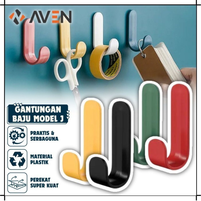 Jual AVEN Gantungan Baju Model J /Alat Cantelan Dinding Kait Tas Handuk ...