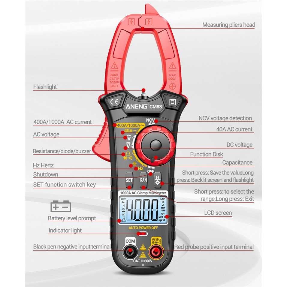 Jual KANSHPKANSHP ANENG Clamp Meter Digital Multimeter Multitester LCD ...