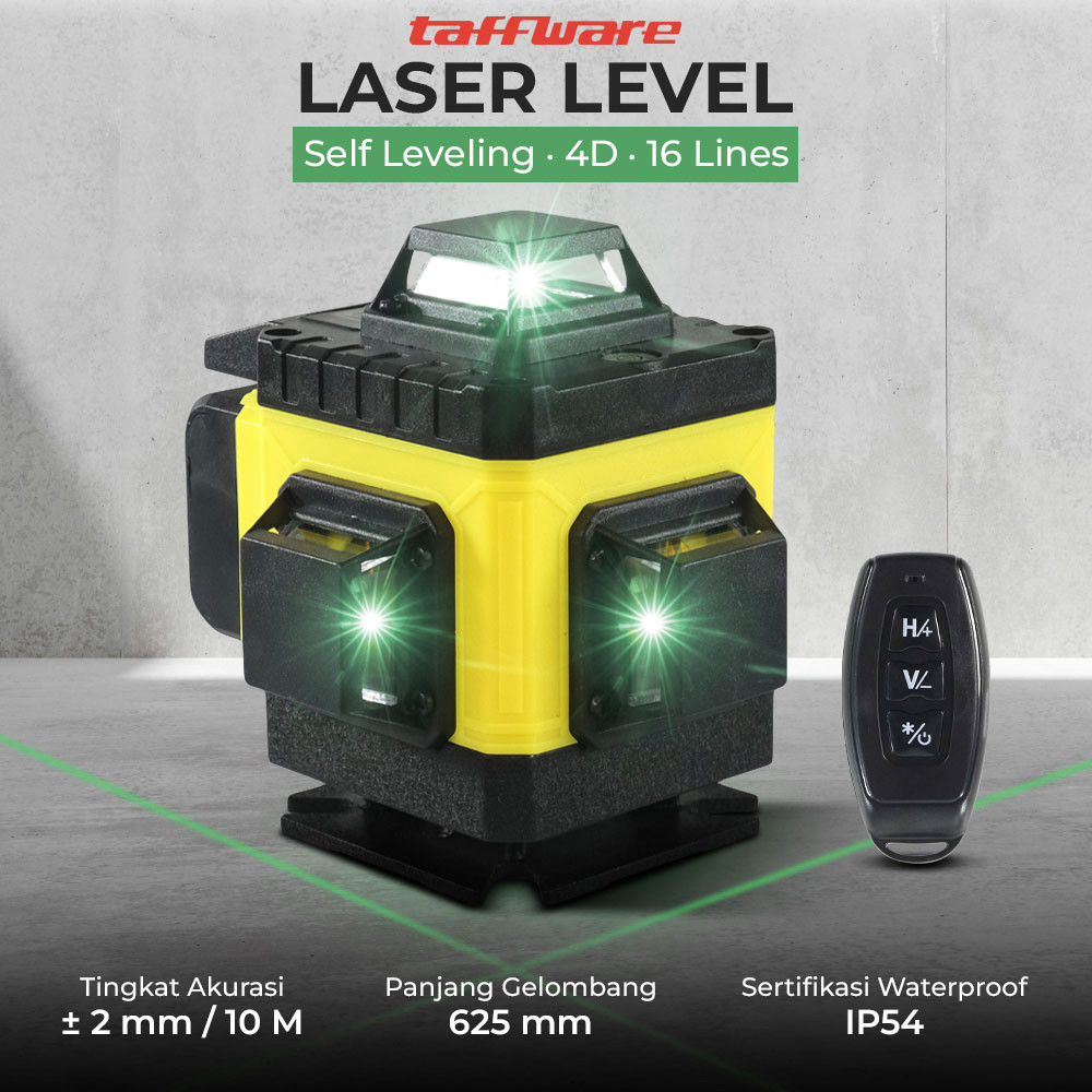 Jual Taffware Laser Level Self Leveling 4D 16 Lines Waterproof with ...