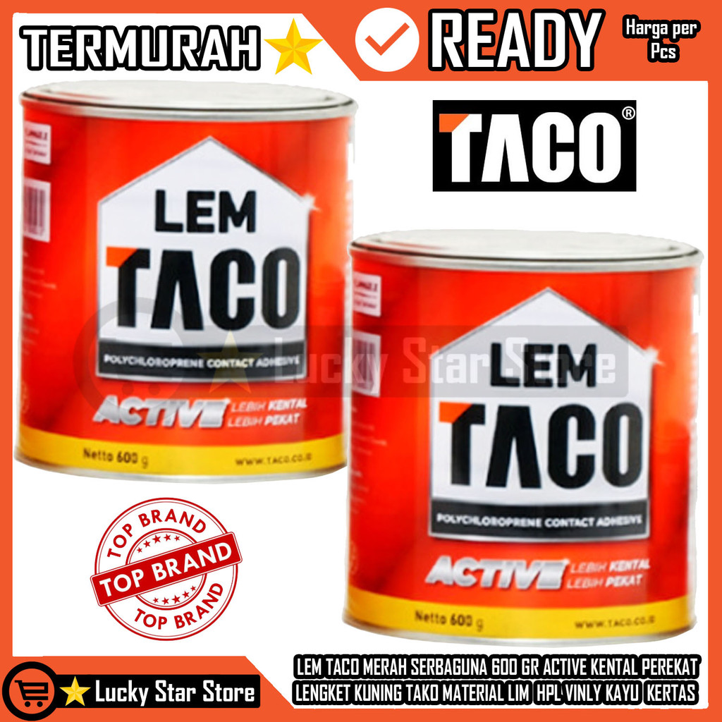 Jual Lem Active Taco Merah 600gr Kaleng Kuning Serbaguna Fox Aibon ...