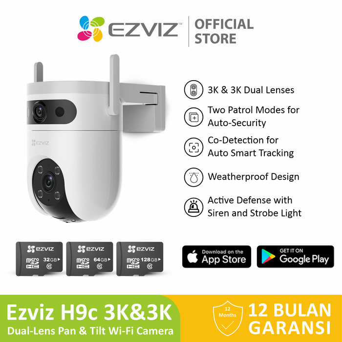 Jual Ezviz H9c Dual-Lens 3K 5MP Smart Home Wifi Pan Tilt IP Camera CCTV Outdoor w/SD Card 32/64 ...