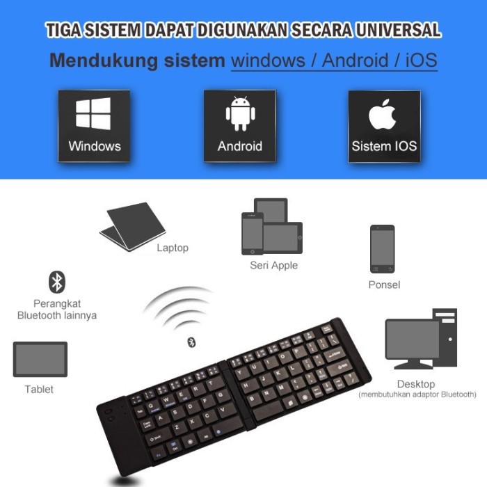 Jual Keyboard Lipat Mini Wireless Bluetooth Universal / Ultra Tipis ...