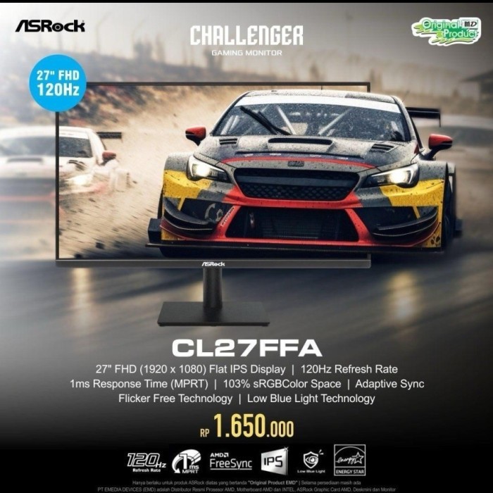 Jual MONITOR ASROCK CHALLENGER CL27FFA | 27" FHD Gaming Monitor Flat ...