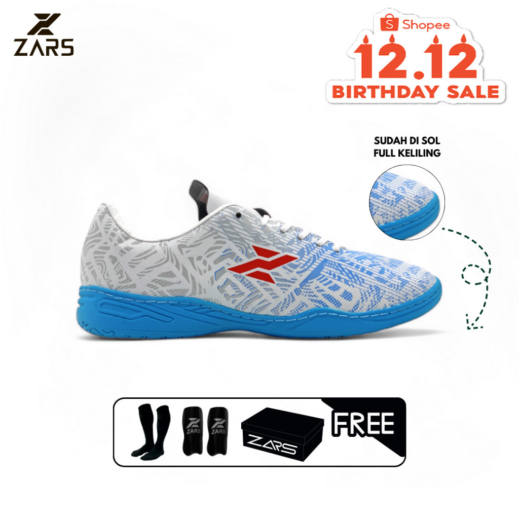 Jual LE09 Zars - Sepatu Futsal Xhadera Baltica IN White Grey Blue Original | Shopee Indonesia