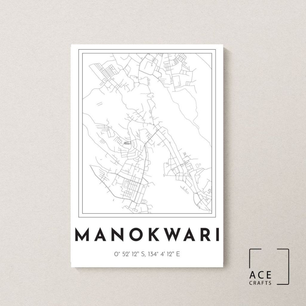 Jual Manokwari Indonesia City Map hiasan dinding minimalis poster peta ...