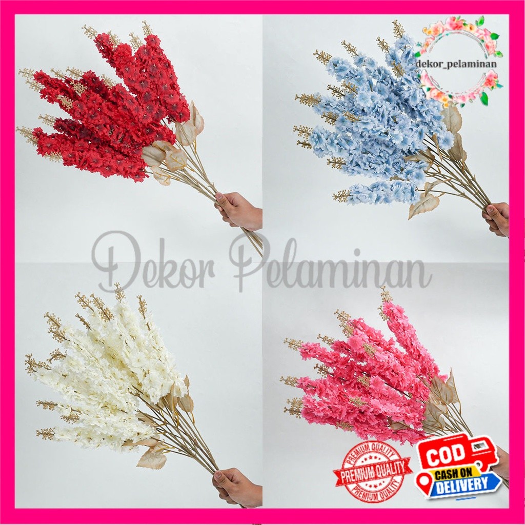 Jual Delphinium Cabang 3 Bunga Hyacinth Imitasi Palsu Sedap Malam ...
