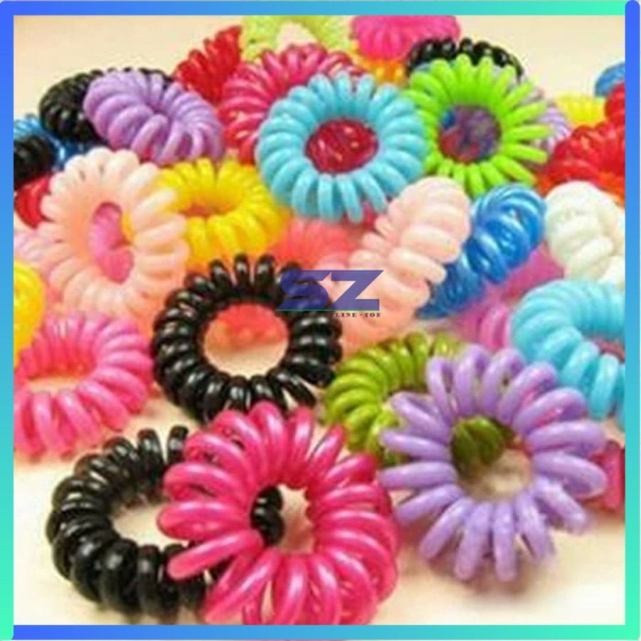 Jual Kuncir Spiral kecil Ikat Rambut Spiral Warna Warni Kunciran spiral ...