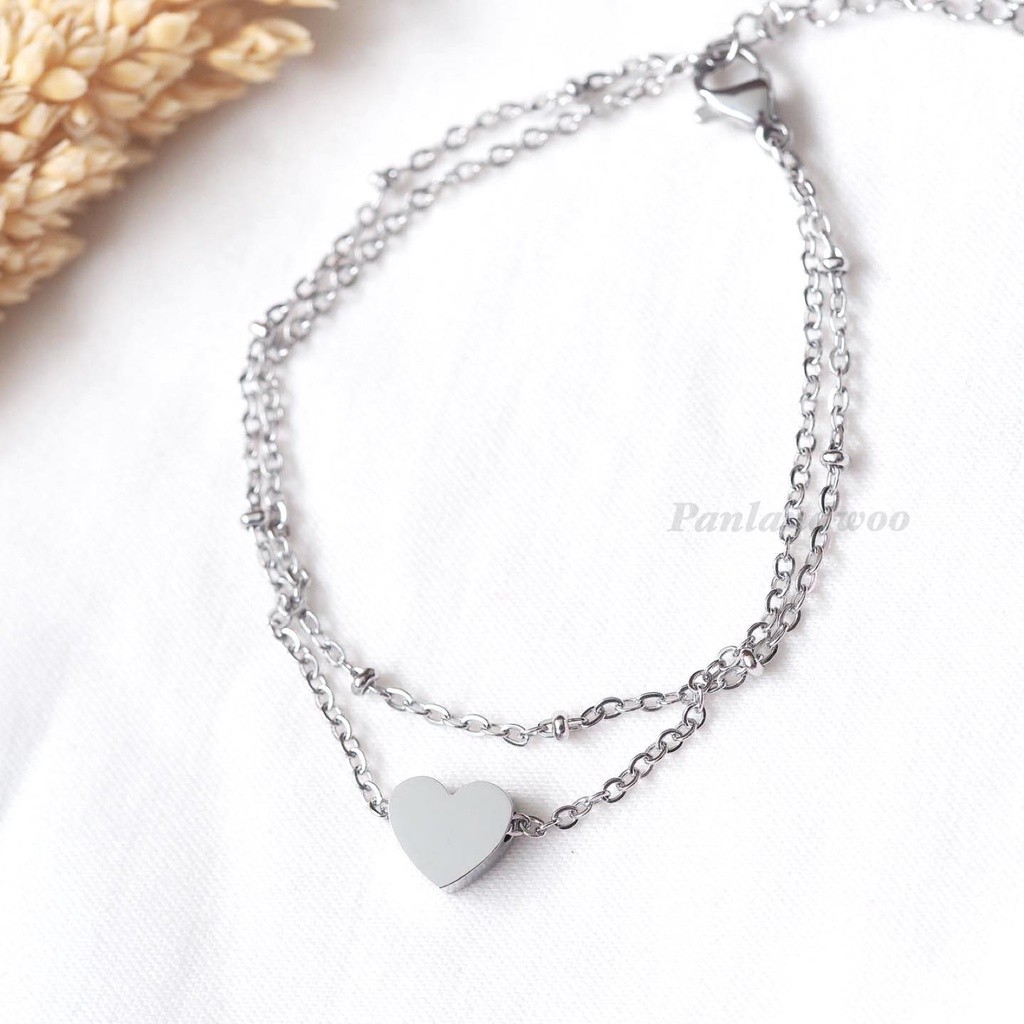 Jual Panlandwoo - Gelang Tangan Titanium Wanita Mini Heart Adjustable ...