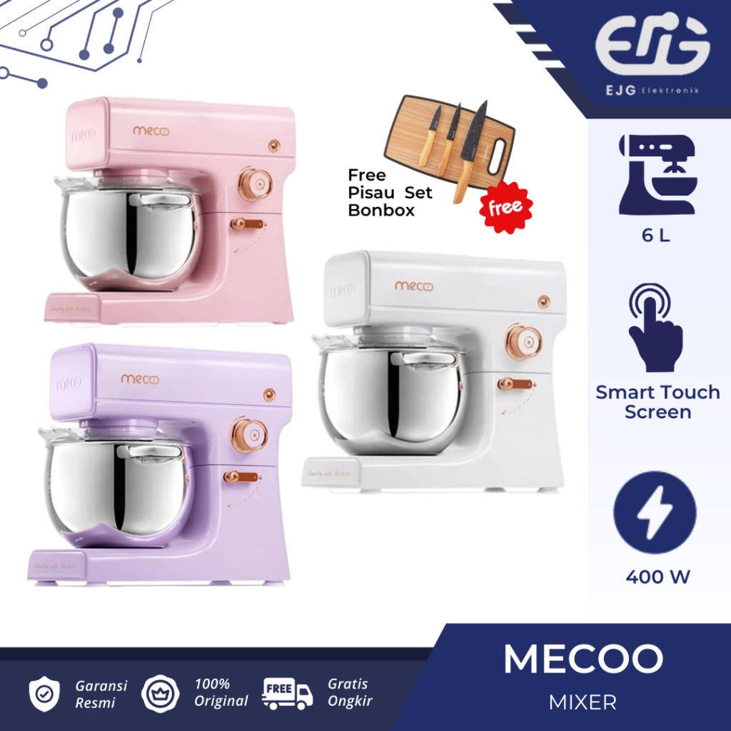 Jual Mecoo Stand Mixer 6 Liter Smart LED Silent Motor Ultra Stable Free ...
