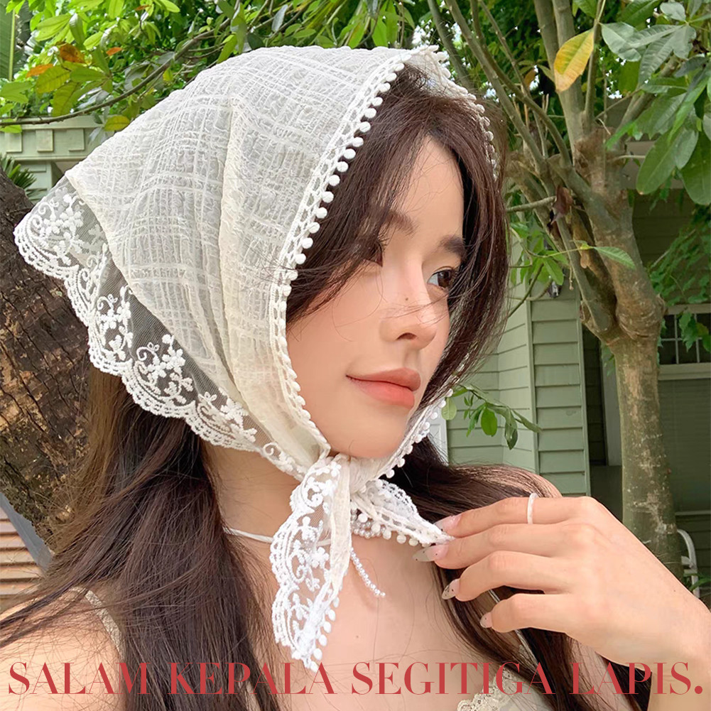 Jual Naeun Aesthetic Lace Scarf Syal Renda Wanita Korea / Gaya ...