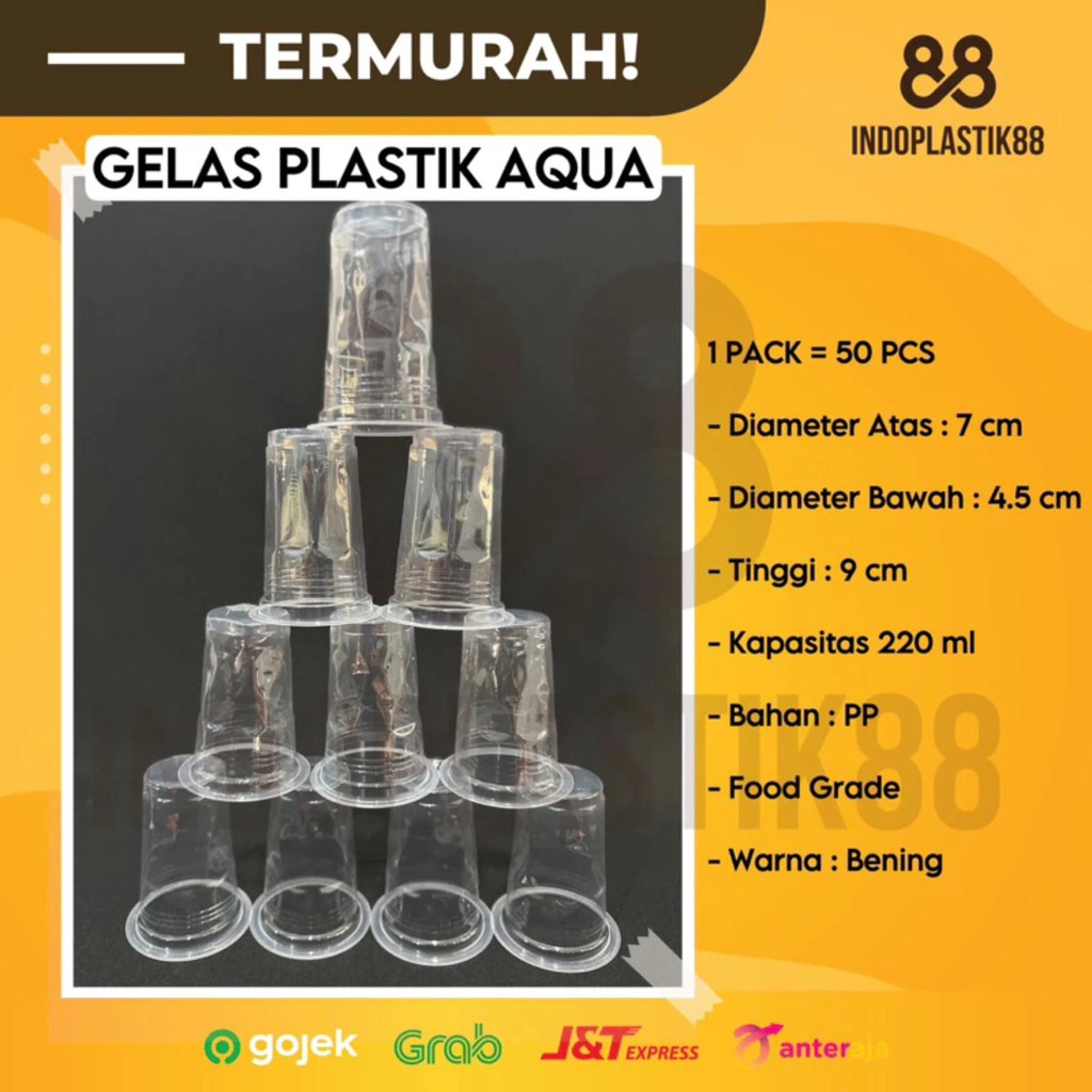 Jual GELAS PLASTIK AQUA / GELAS KOPI / GELAS HHT UKURAN 220 ML | Shopee Indonesia