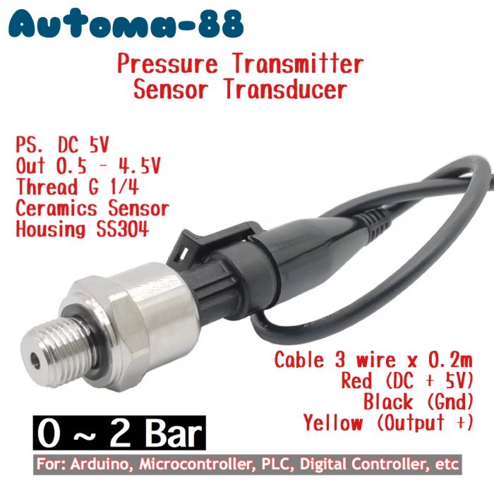 Jual FC99 Pressure Transmitter 0-2Bar Arduino 5V Sensor Transducer 2 ...