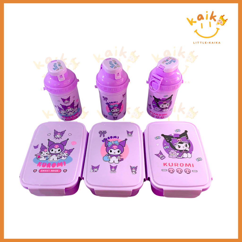 Jual LITTLE KAIKA | Lunch Box Anak Kuromi 513 Kotak Makan + dengan Botol Minum Karakter Kotak ...