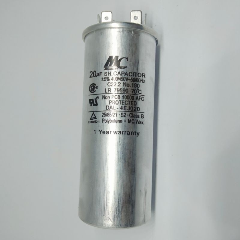 Jual CAPASITOR AC 20 UF 2 KAKI MERK MC KAPASITOR BULAT 20UF 2 PIN | Shopee Indonesia