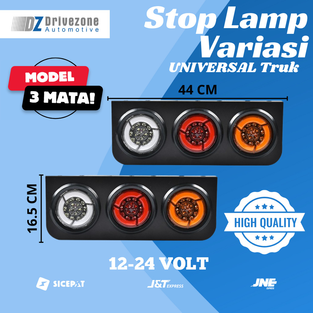 Jual Stop Lamp Variasi Truk 24V Stop Lamp Model 3 LED Bulat 2 PCS Kiri ...