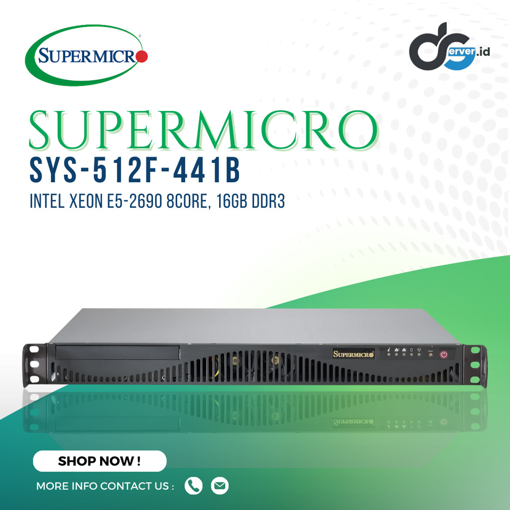 Jual Server Supermicro SYS-512F-441B 1U Intel Xeon 8Core RAM 16GB DDR3 ...