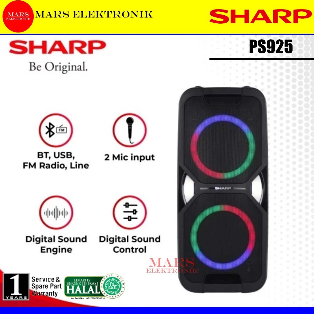 Jual SPEAKER PORTABLE SHARP PS925 - NEW 2024 - BLUETOOTH USB AMPLI ...