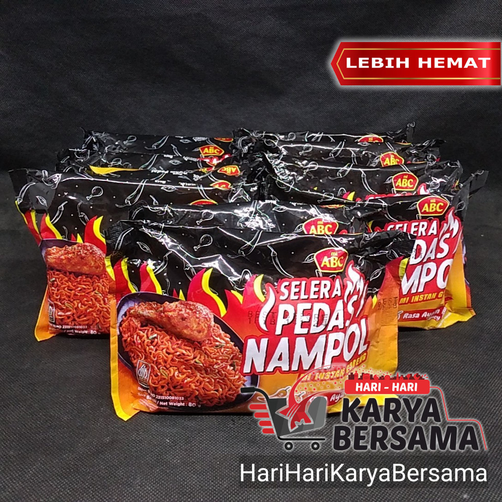 Jual MIE INSTAN ABC GORENG SELERA PEDAS NAMPOL AYAM PEDAS PACK 10'S X ...