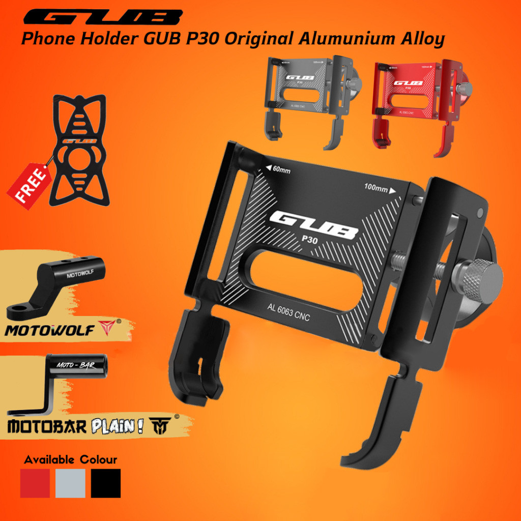 Jual GUB P30 Original Holder HP Motor Full Besi Alumunium Alloy Breket Tempat Handphone Dudukan ...