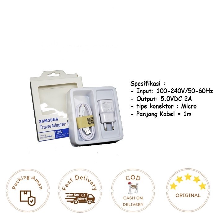 Jual Charger Casan Samsung Original Galaxy Tab 3 S4 Micro USB 10W ...
