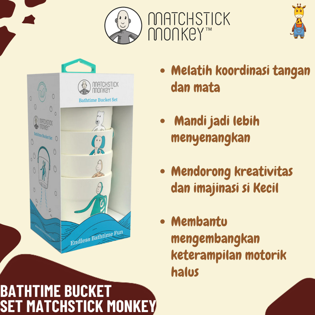 Jual Matchstick Monkey Bathtime Bucket Set - Mainan Mandi Anak | Shopee ...