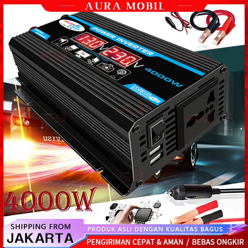 Jual 4000W Mobil Inverter 12V DC Ke 220V AC Power Converter LED Display ...