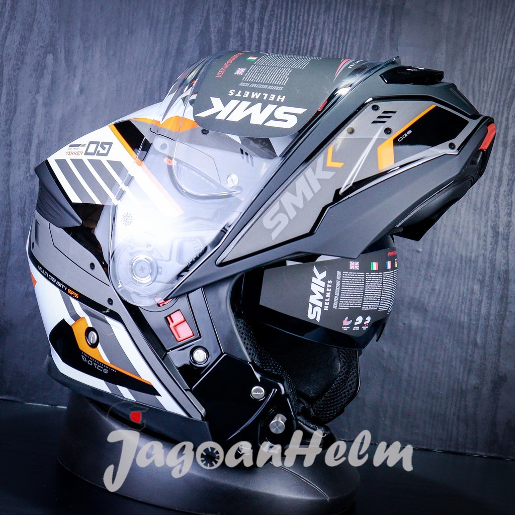 Jual HELM SMK GULLWING TEKKER GL217 | BLACK WHITE ORANGE | MODULAR ...