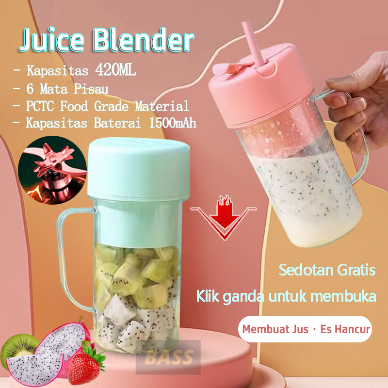 Jual HID Juice Blender Portable 420ML Mini Blender Cordless Jus Ice ...