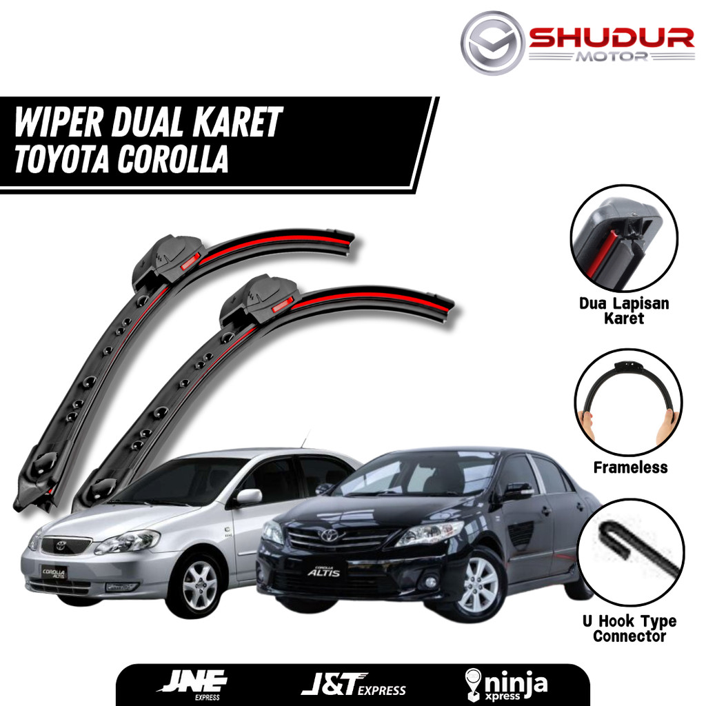 Jual Wiper Dual Blade - Toyota Corolla Altis - Wiper 2 Lapis Karet Frameless Model Karet Ganda ...